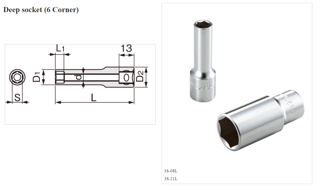 Ichiban Precision Sdn Bhd - Tone - Tone Socket (6 Corner), Deep socket (6 Corner), Bit holder ...